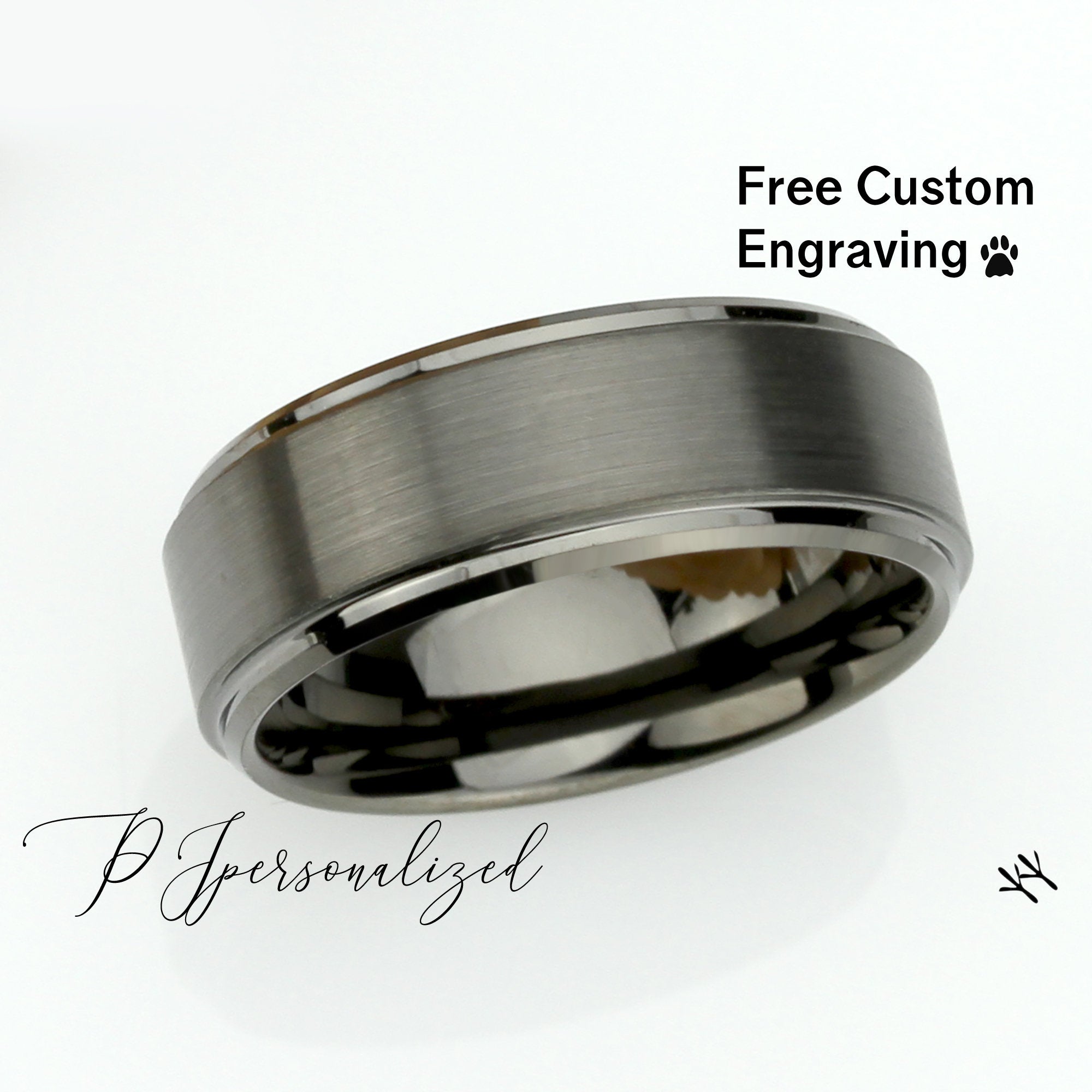 Tungsten Ring, Men's Tungsten Wedding Band, Men's Gray Wedding Band, B ...